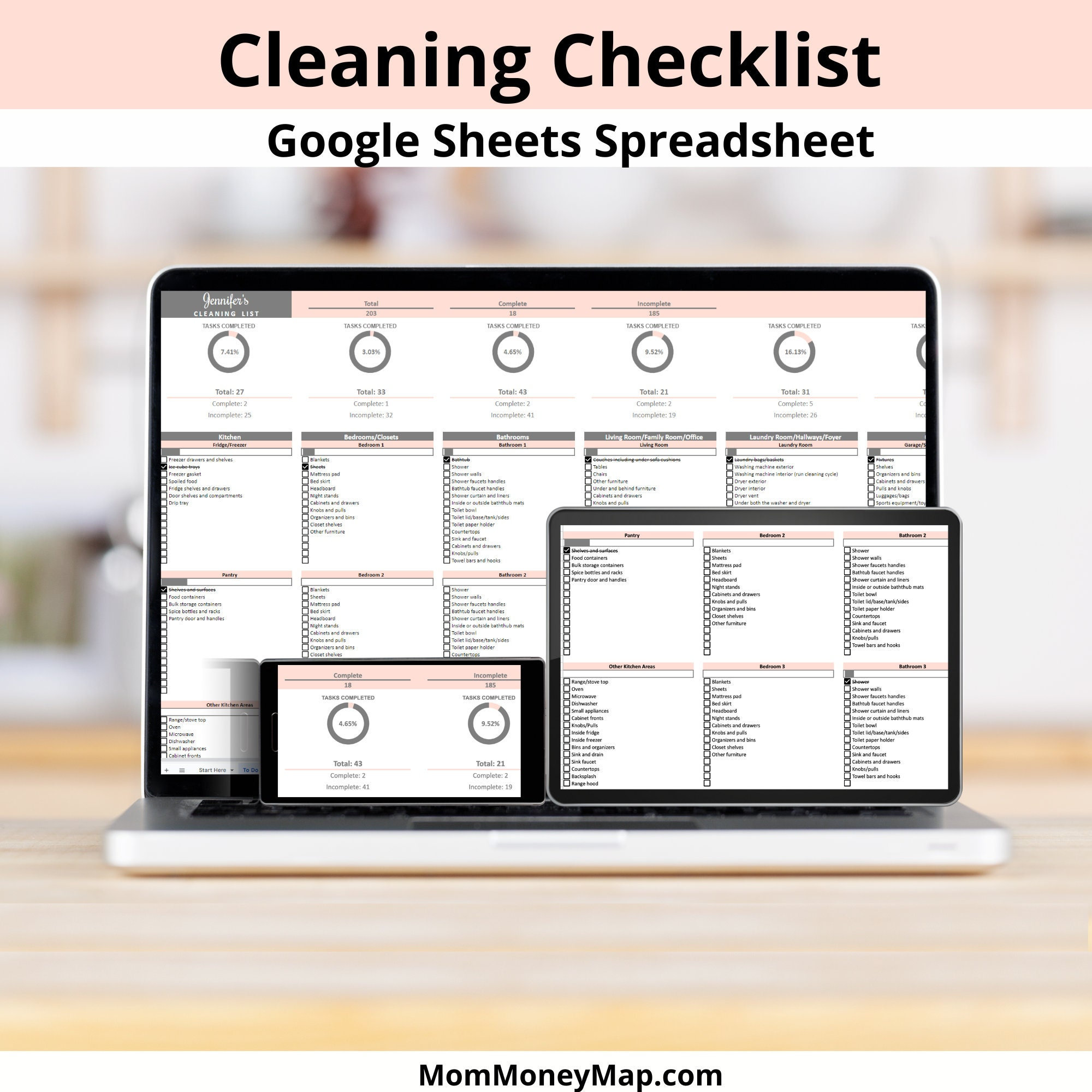 Cleaning Checklist Google Sheets Spreadsheet, Cleaning Guide Template ...