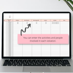 Child Custody Visitation Log Excel Spreadsheet, Parental Visits, Child ...