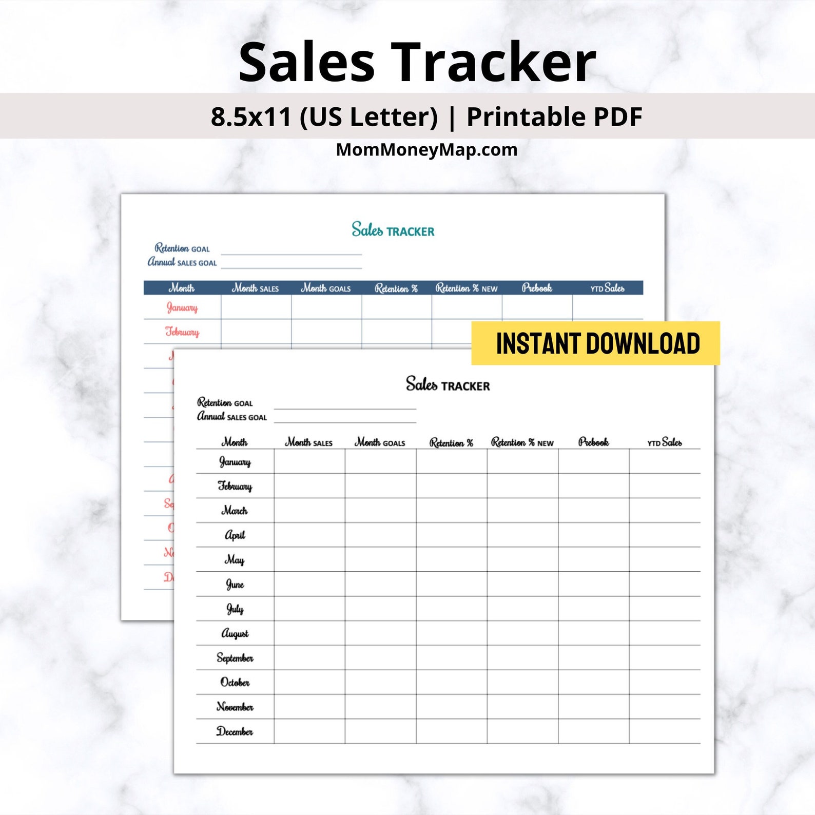Sales Tracker Printable PDF, Monthly Sales Tracker, Sales Map Tracker ...