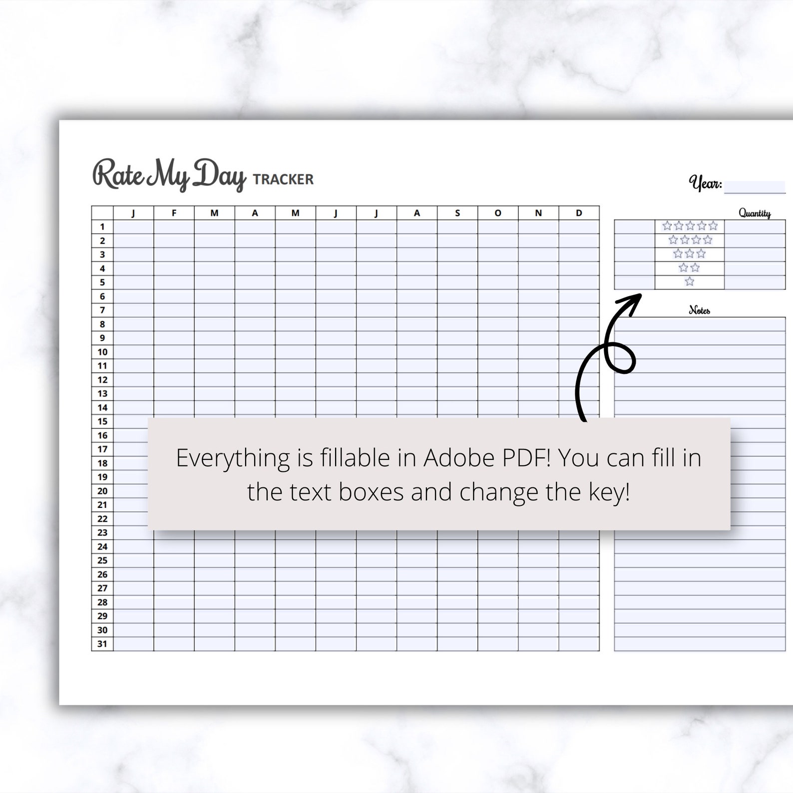 Rate My Day Tracker Printable PDF, Daily Self-reflection Printable ...