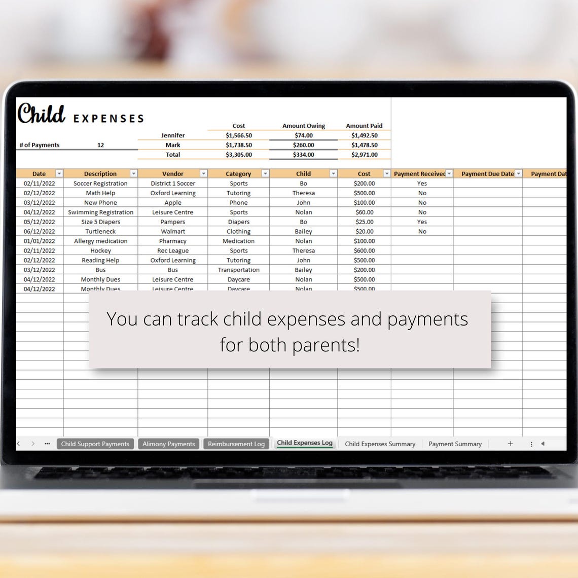 Co-parenting Planner Excel Spreadsheet, Child Custody Planner, Healthy ...