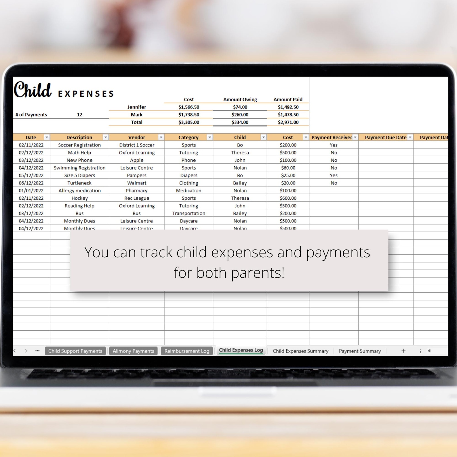 Co-parenting Planner Excel Spreadsheet, Child Custody Planner, Healthy ...