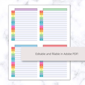 Multi-color Blank Checklist Printable PDF, Blank to Do List, Minimalist ...