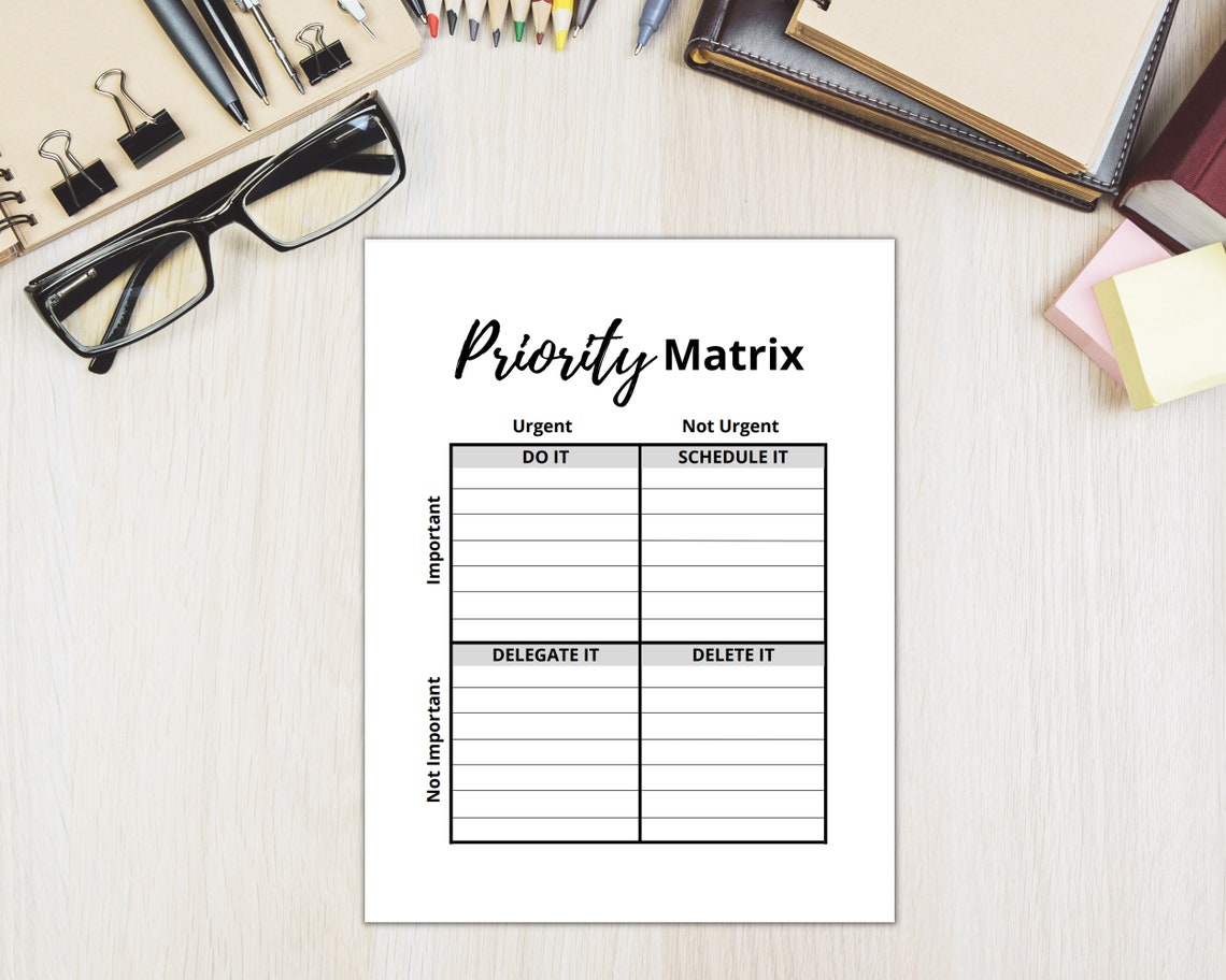 Eisenhower Matrix Printable PDF, Work Priority Matrix, Priority List ...