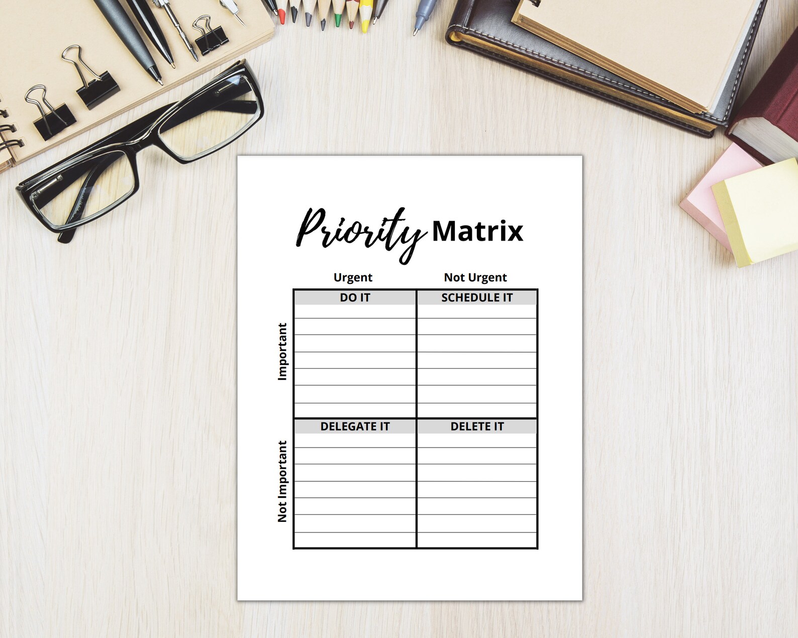 Eisenhower Matrix Printable PDF, Work Priority Matrix, Priority List ...