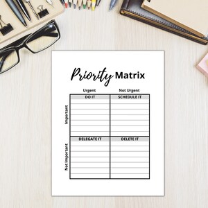 Eisenhower Matrix Printable PDF, Work Priority Matrix, Priority List ...