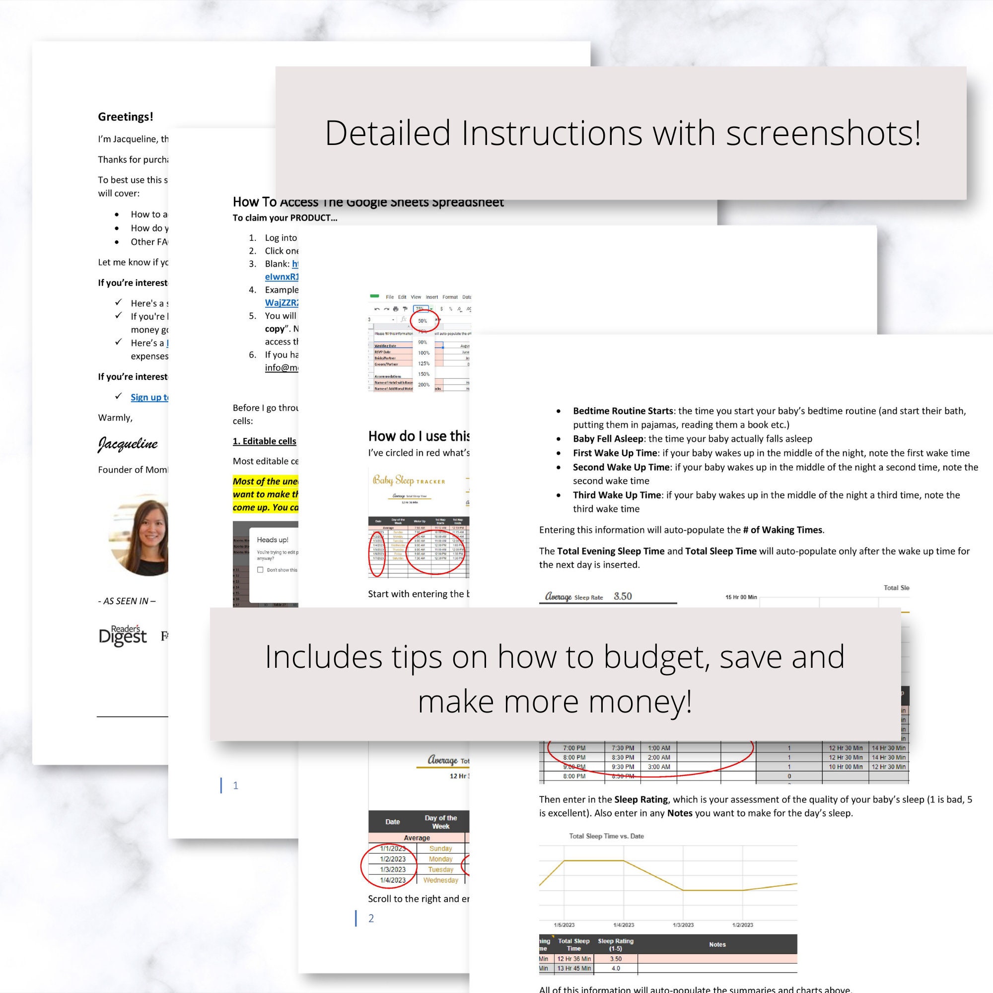 Baby Sleep Tracker Google Sheets Spreadsheet With Additional Waking ...