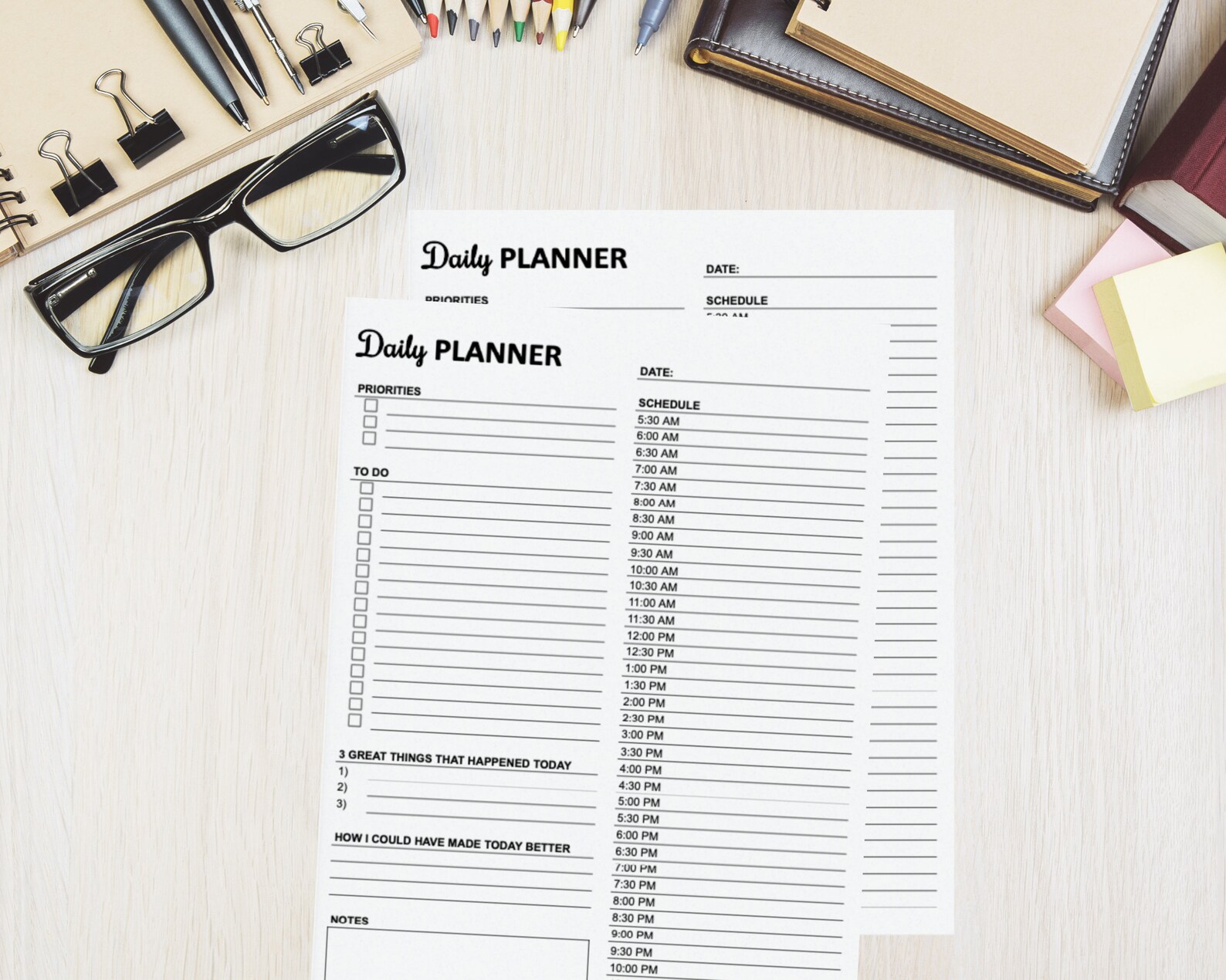 Editable Daily Planner Printable PDF, Daily Organizer, Productivity ...