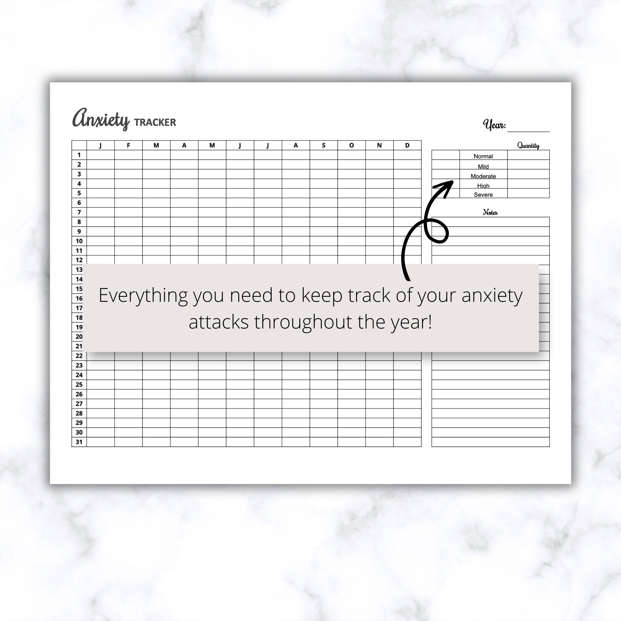 Anxiety Tracker Printable PDF, Anxiety Attack Tracker, Anxiety Log ...