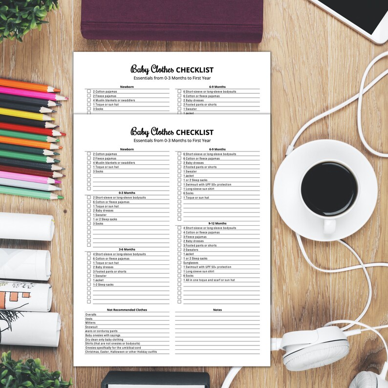 Baby Clothes Checklist Printable PDF, Preparing for Baby Clothes ...
