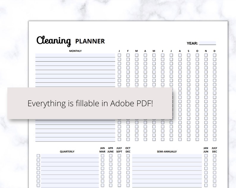 Cleaning Planner Portrait Printable PDF, Monthly, Quarterly, Semi ...