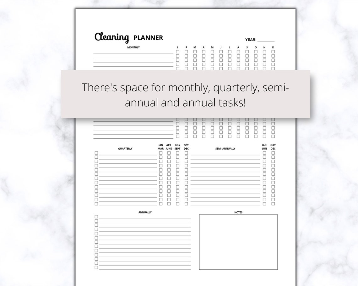 Cleaning Planner Portrait Printable PDF, Monthly, Quarterly, Semi ...