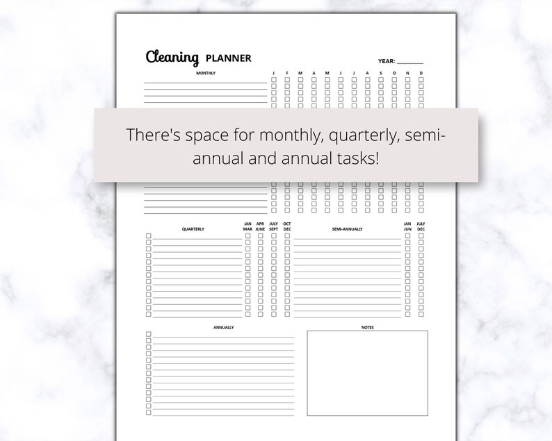 Cleaning Planner Portrait Printable PDF, Monthly, Quarterly, Semi ...