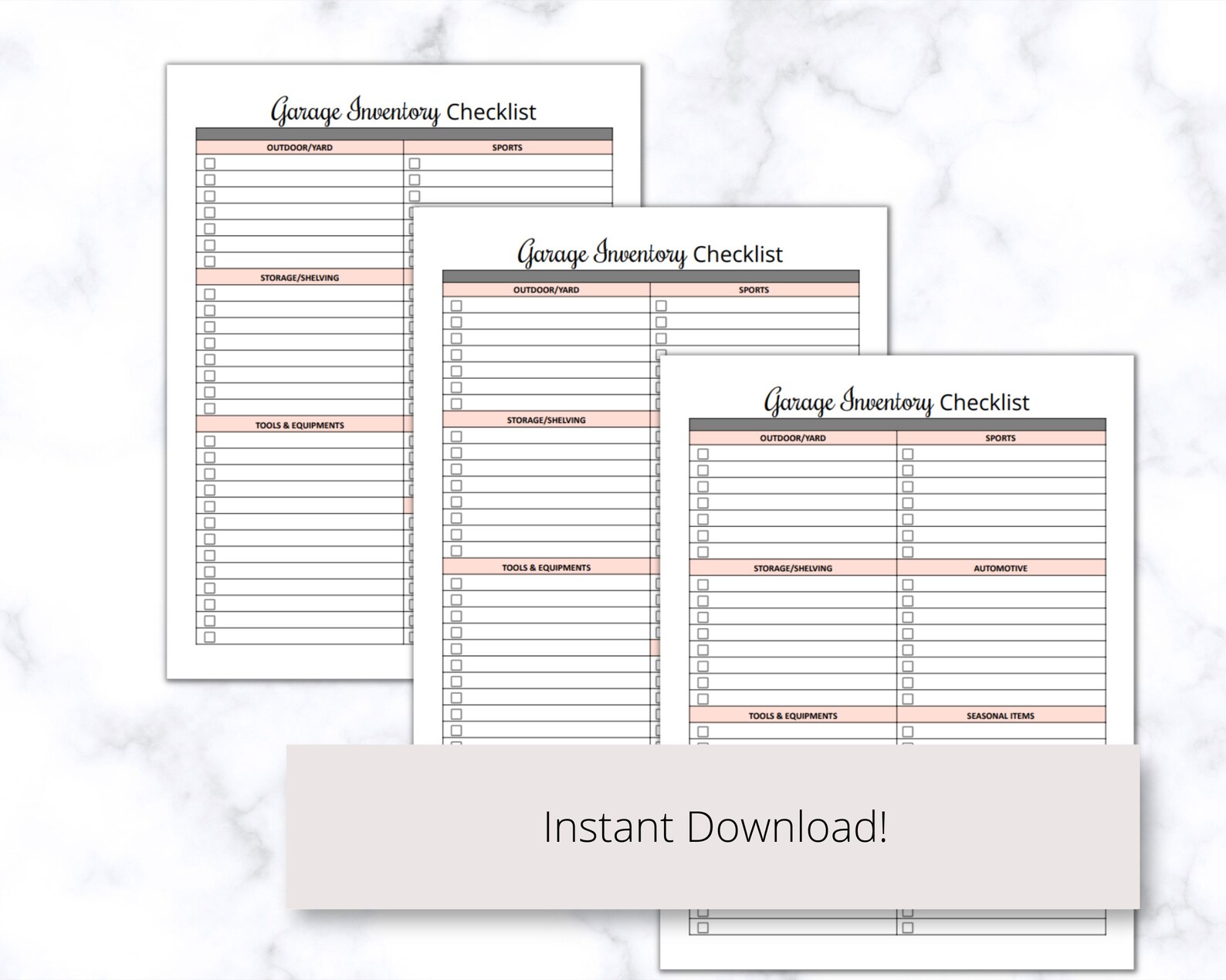 Garage Inventory Checklist Printable PDF, Garage Decluttering Guide ...