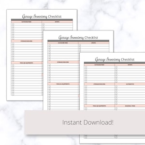 Garage Inventory Checklist Printable PDF, Garage Decluttering Guide ...