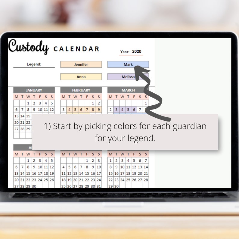 4 Guardians Co-parenting Calendar Google Sheets Spreadsheet, Co ...