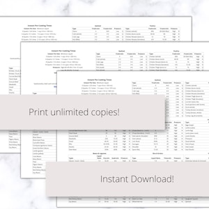Instant Pot Cooking Times Printable PDF, Instant Pot Cheat Sheet ...