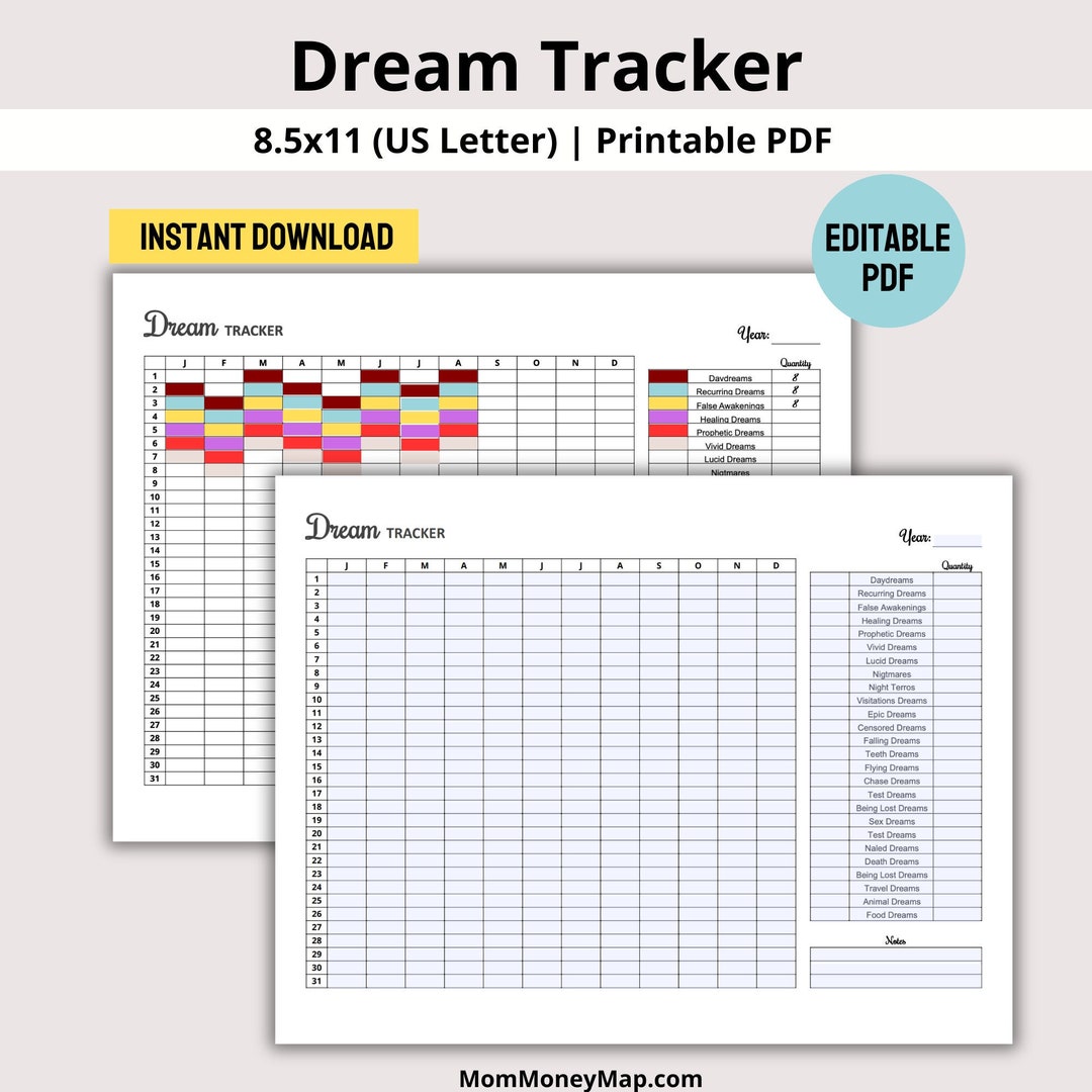 Dream Tracker Printable PDF, Sleep Dream Tracker, Dream Analysis ...