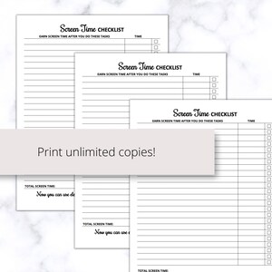 Screen Time Checklist Printable PDF, Screen Time Chore Chart, Editable ...