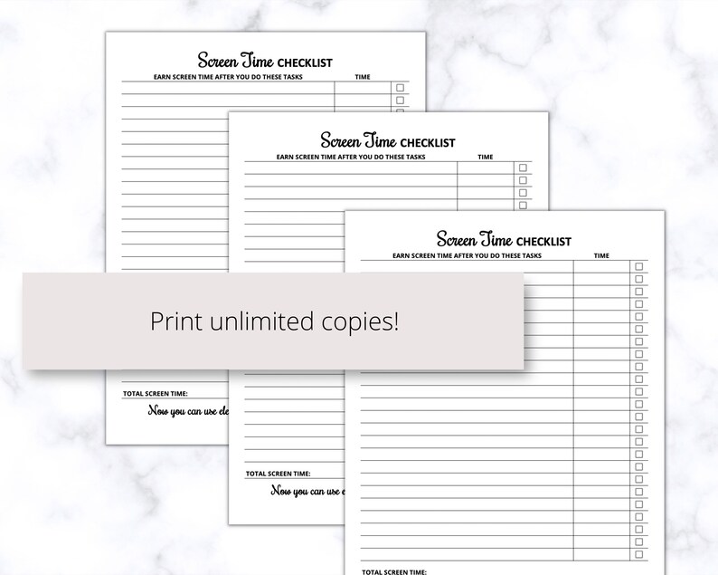 Screen Time Checklist Printable PDF, Screen Time Chore Chart, Editable ...