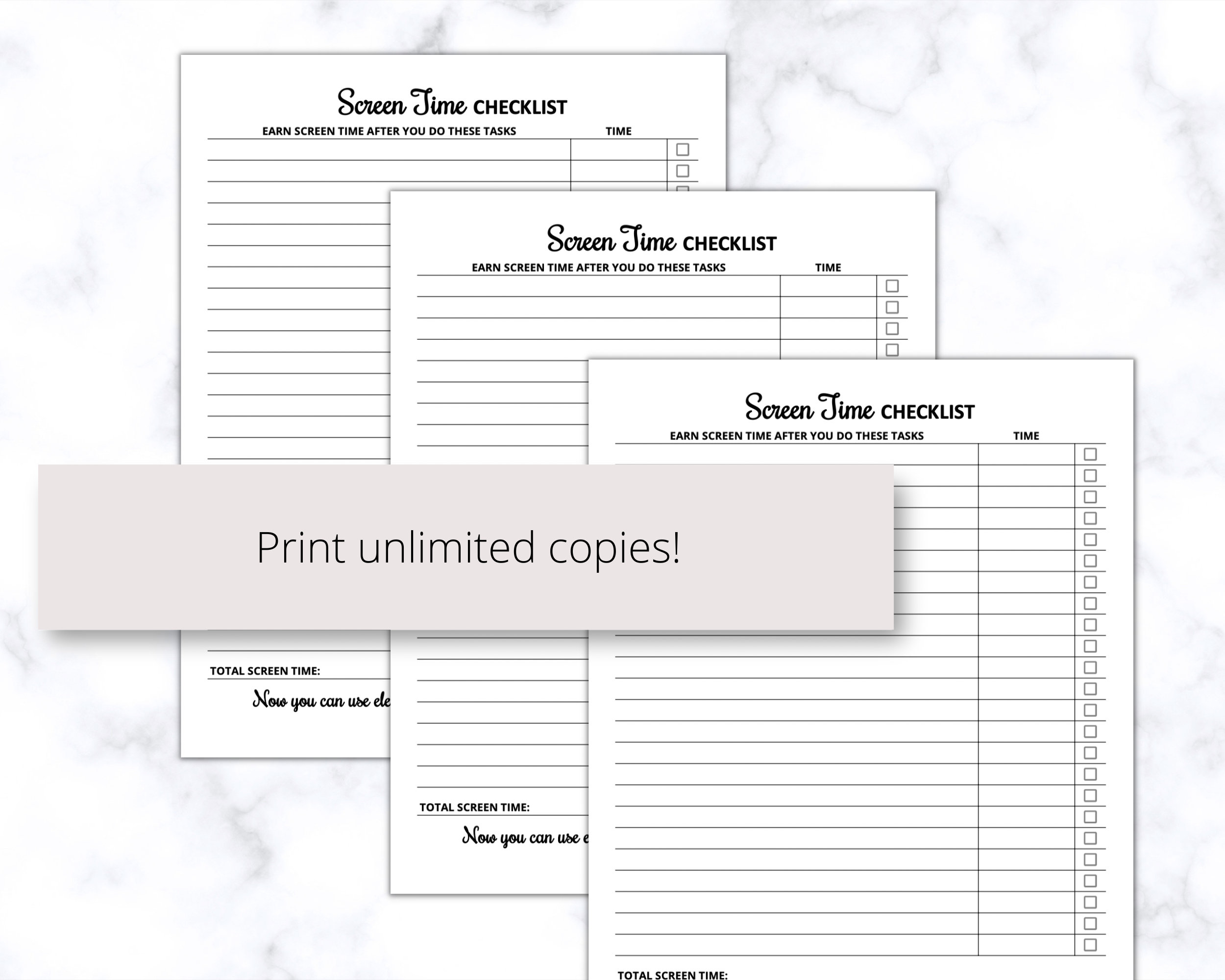 Screen Time Checklist Printable PDF, Screen Time Chore Chart, Editable ...
