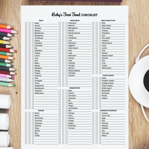 Baby's First Foods Checklist Printable PDF, Baby Food Tracker, Baby ...