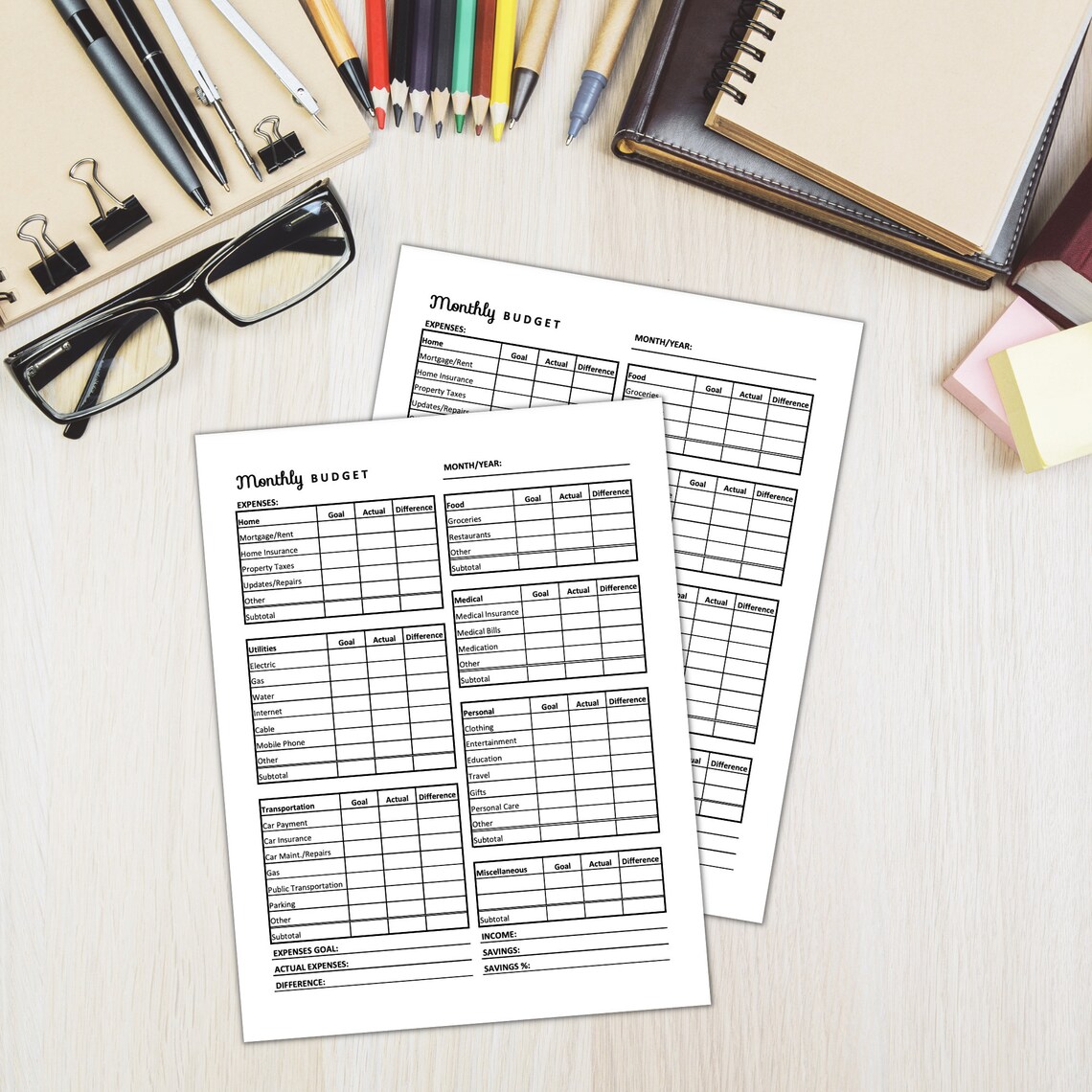 Monthly Budget Printable PDF, Simple Budget Template PDF, Budget ...
