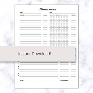 Weekly Allowance Tracker Printable PDF, Allowance Tracker for Kids ...