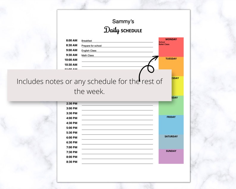Kids Daily Schedule Printable PDF, Children's Daily Schedule, Daily ...
