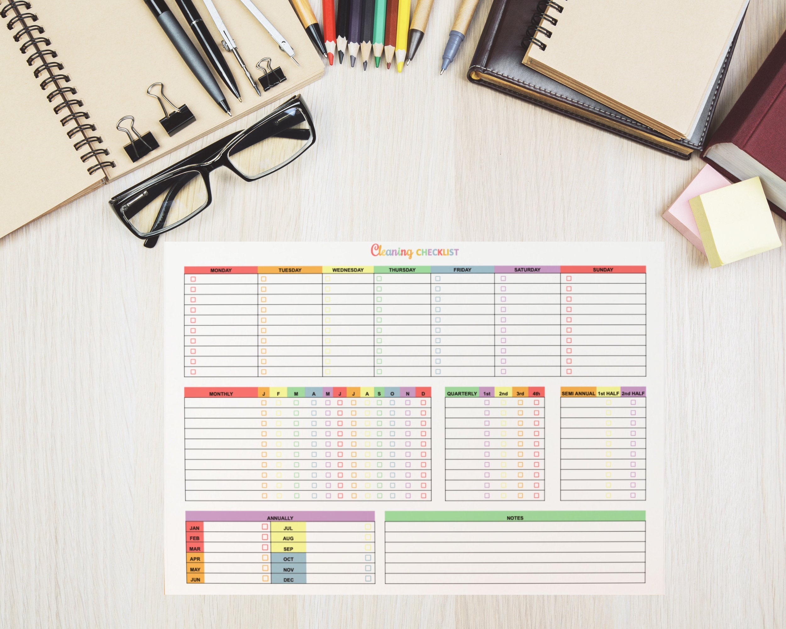 Multi-color Cleaning Checklist Printable PDF, Housekeeping Checklist ...