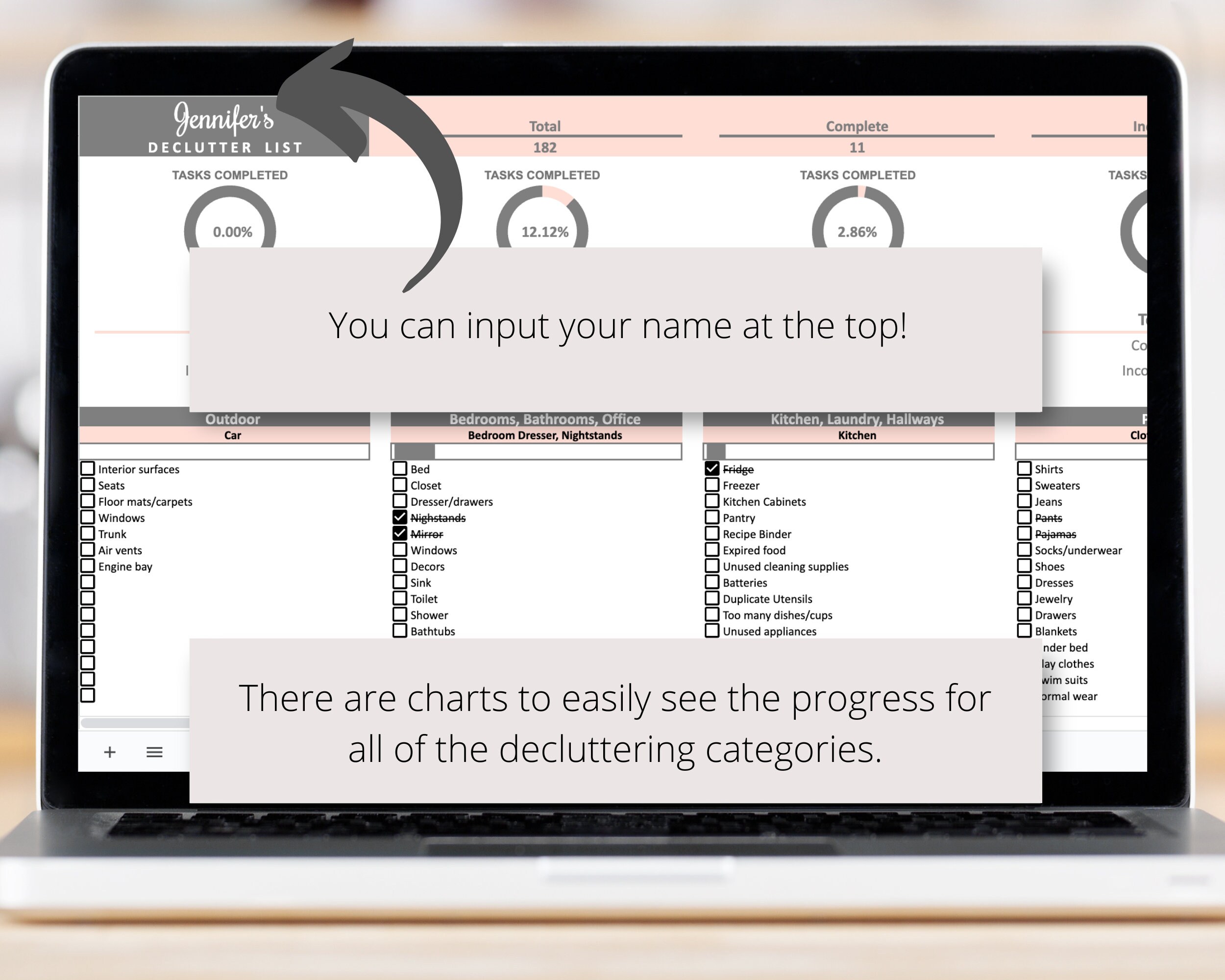Decluttering Checklist Google Sheets Spreadsheet, House Purge Checklist, House Declutter ...