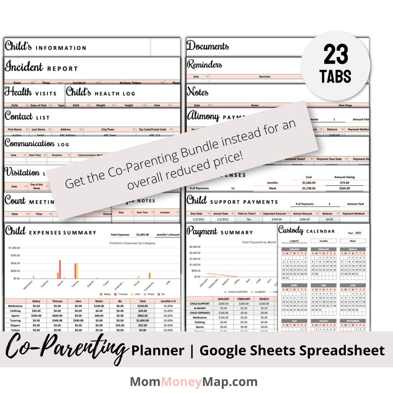 Child Custody Planner Excel Spreadsheet for Divorce Planning, Child ...