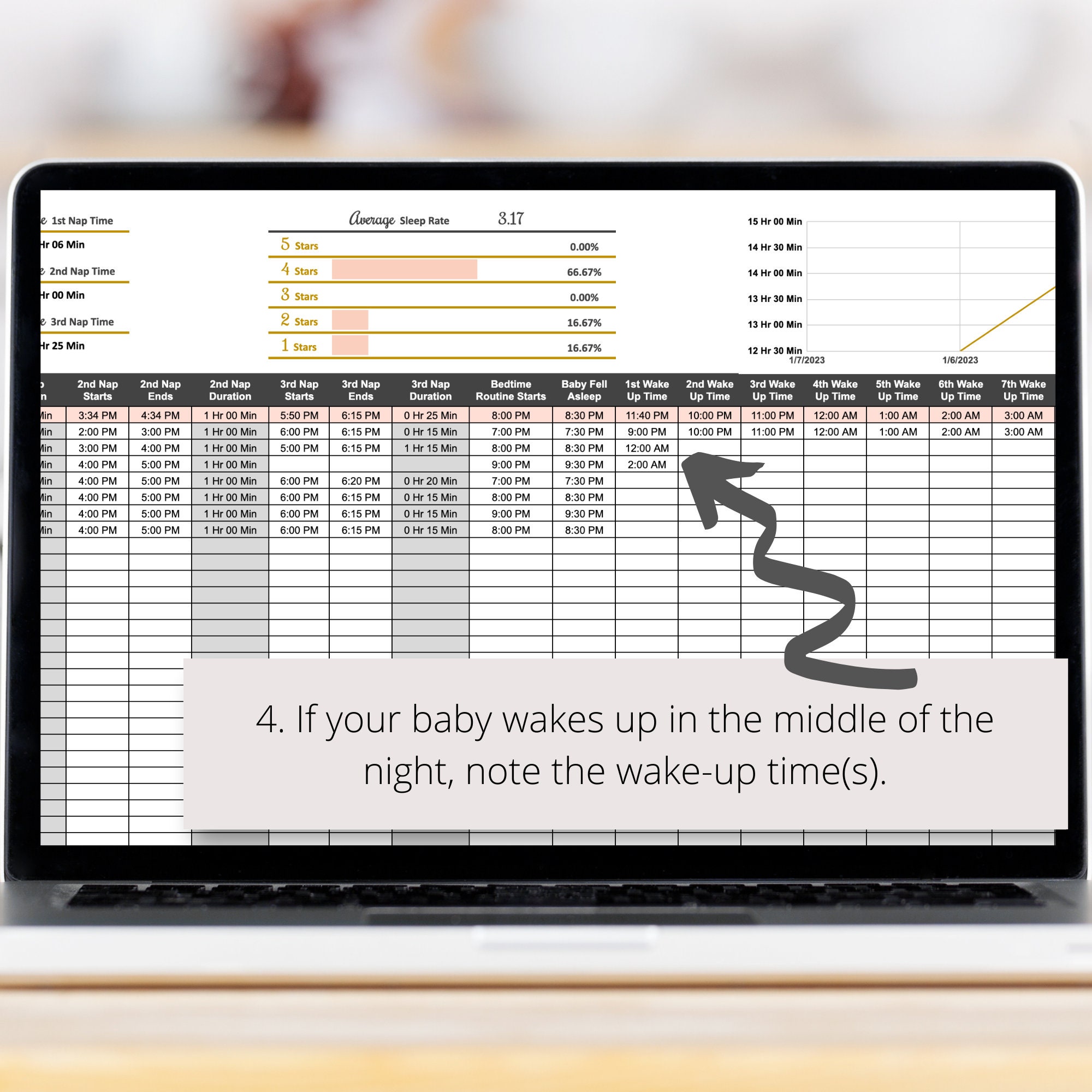 Baby Sleep Tracker Google Sheets Spreadsheet With Extended Wakeup and ...