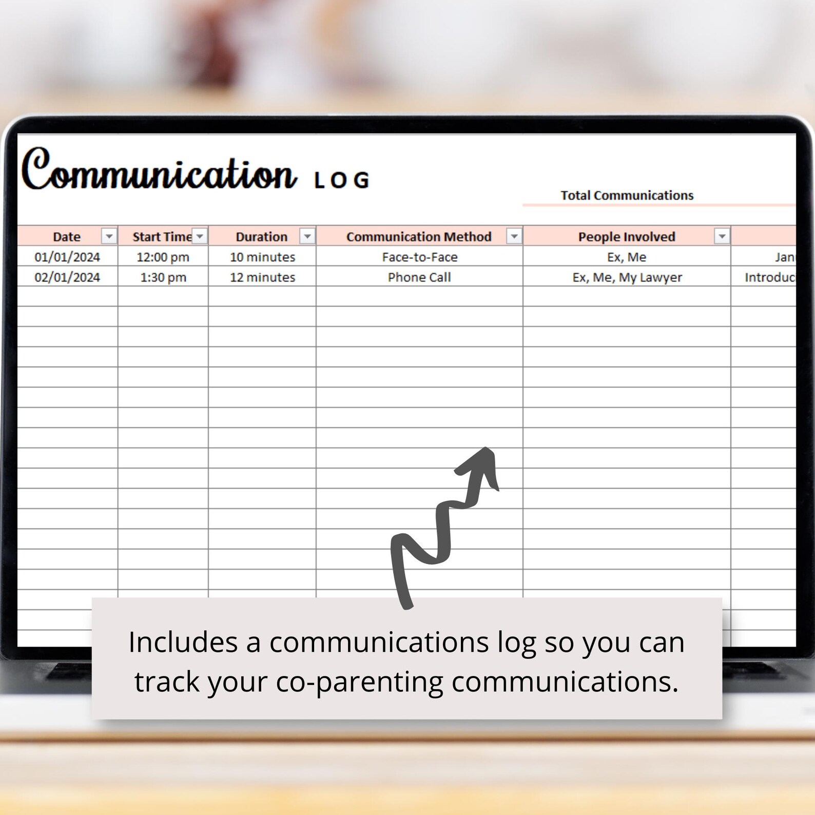 Coparenting Reimbursement & Communications Log Excel Spreadsheet, Child ...