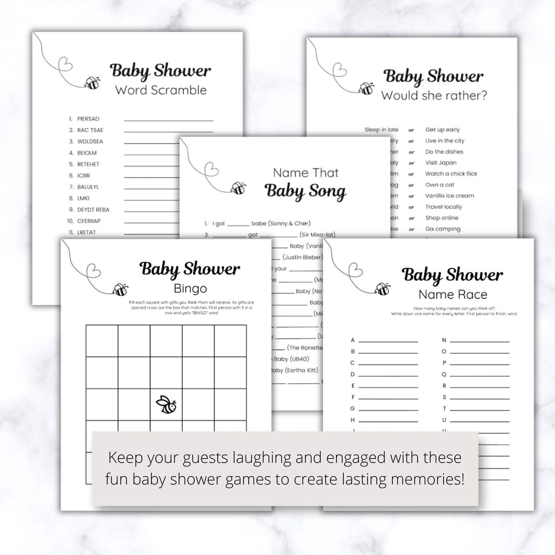 Baby Shower Games Printable PDF, Baby Shower Party Games, Baby Shower ...