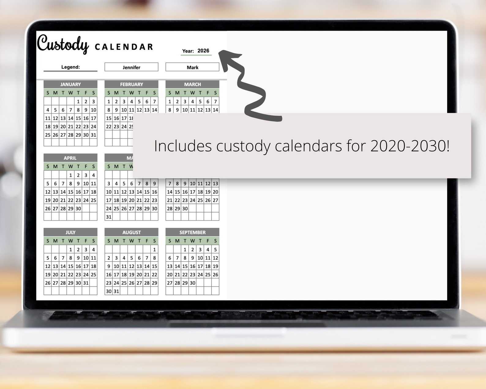 Co-parenting Planner Google Sheets Spreadsheet, Child Custody Planner ...