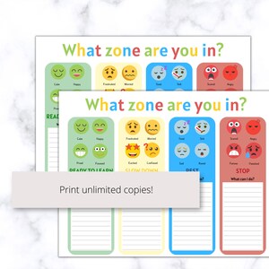 Zones Regulation Printable PDF, Feelings Chart Printable, Coping Skills ...