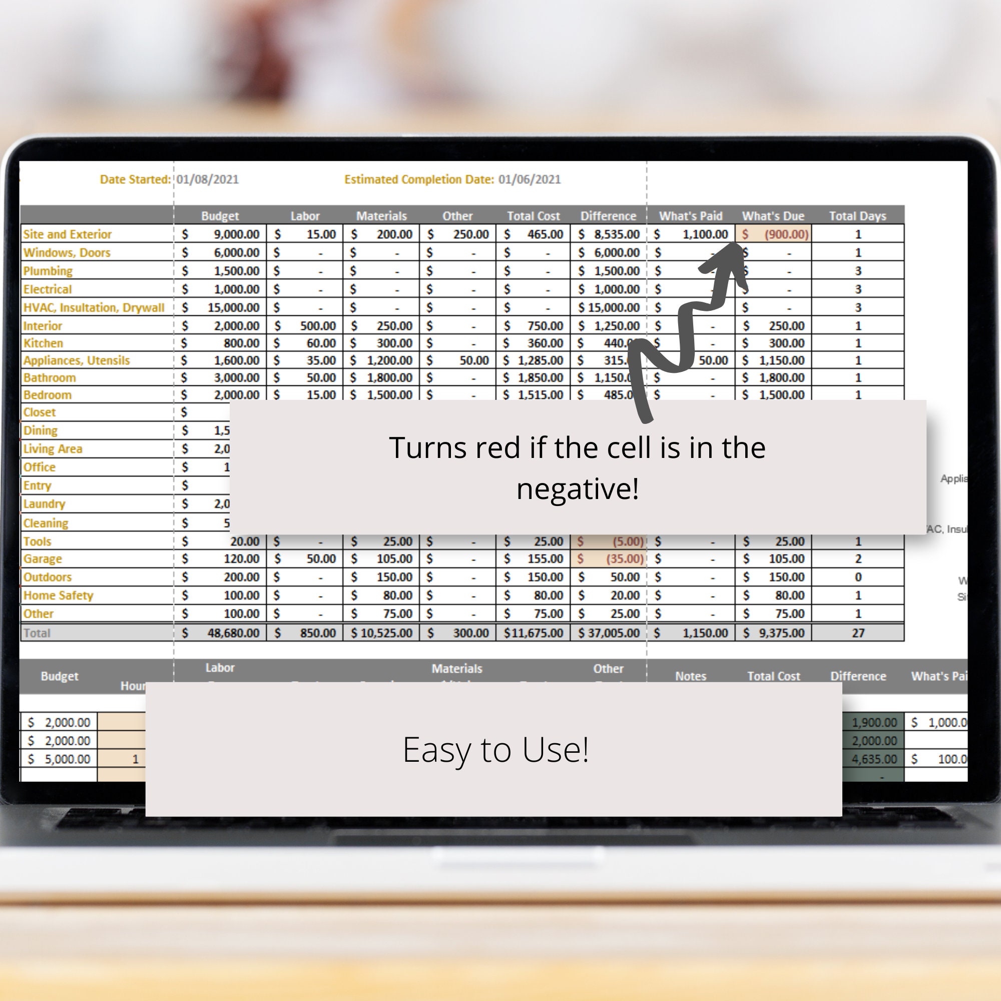 New House Cost Tracker Excel Spreadsheet, New Home Building Financial ...