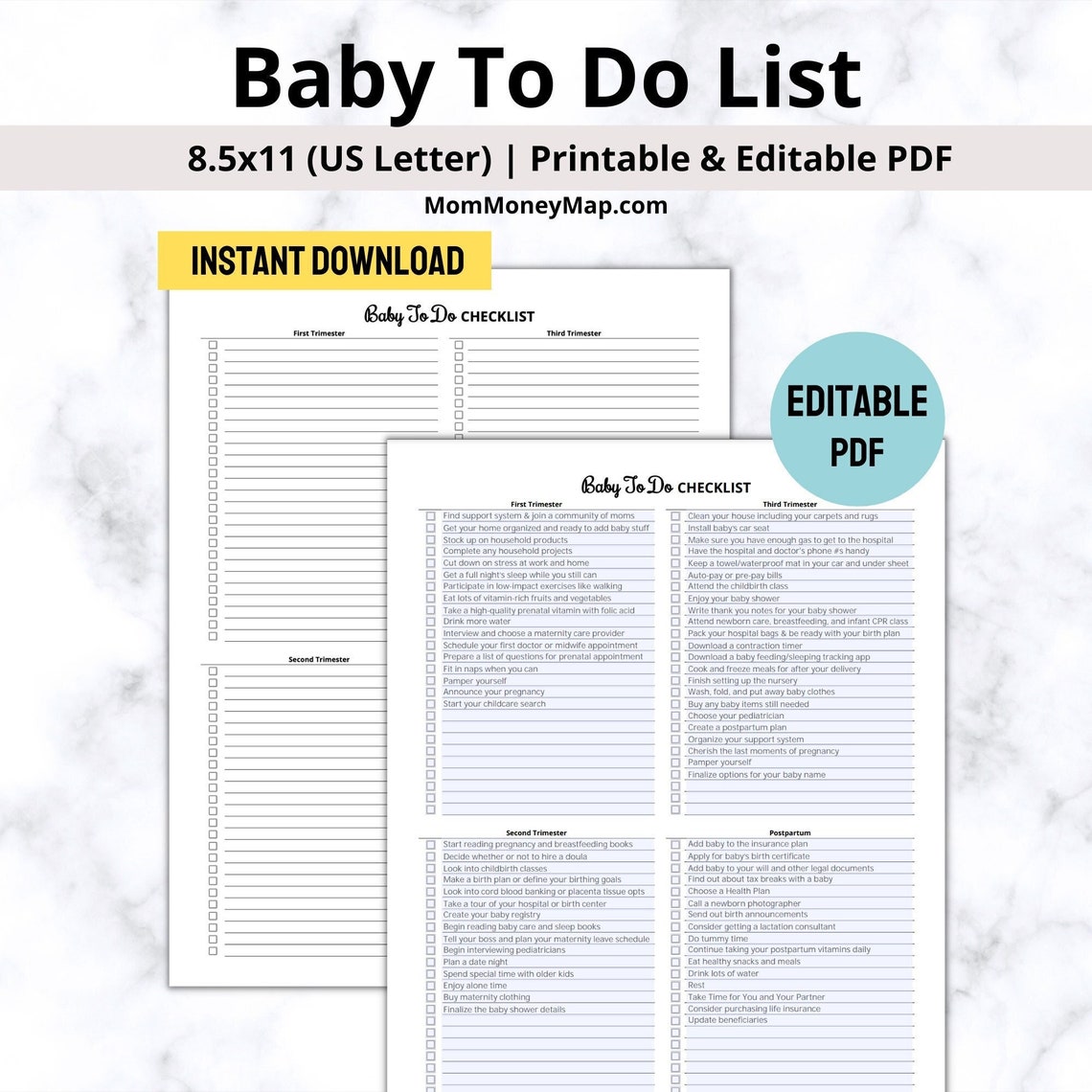 Baby to Do List Printable PDF, List of Things to Do Before Baby Arrives ...
