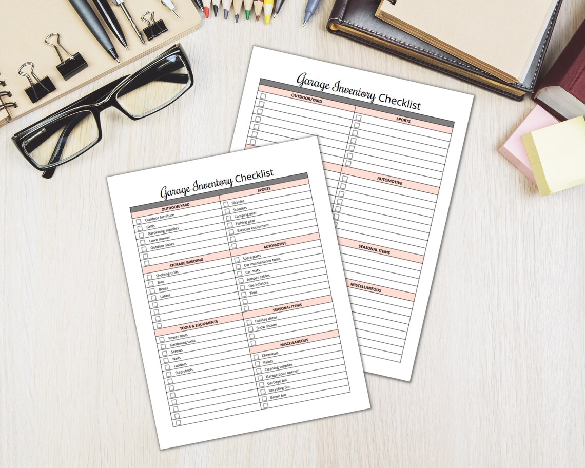 Garage Inventory Checklist Printable PDF, Garage Decluttering Guide ...