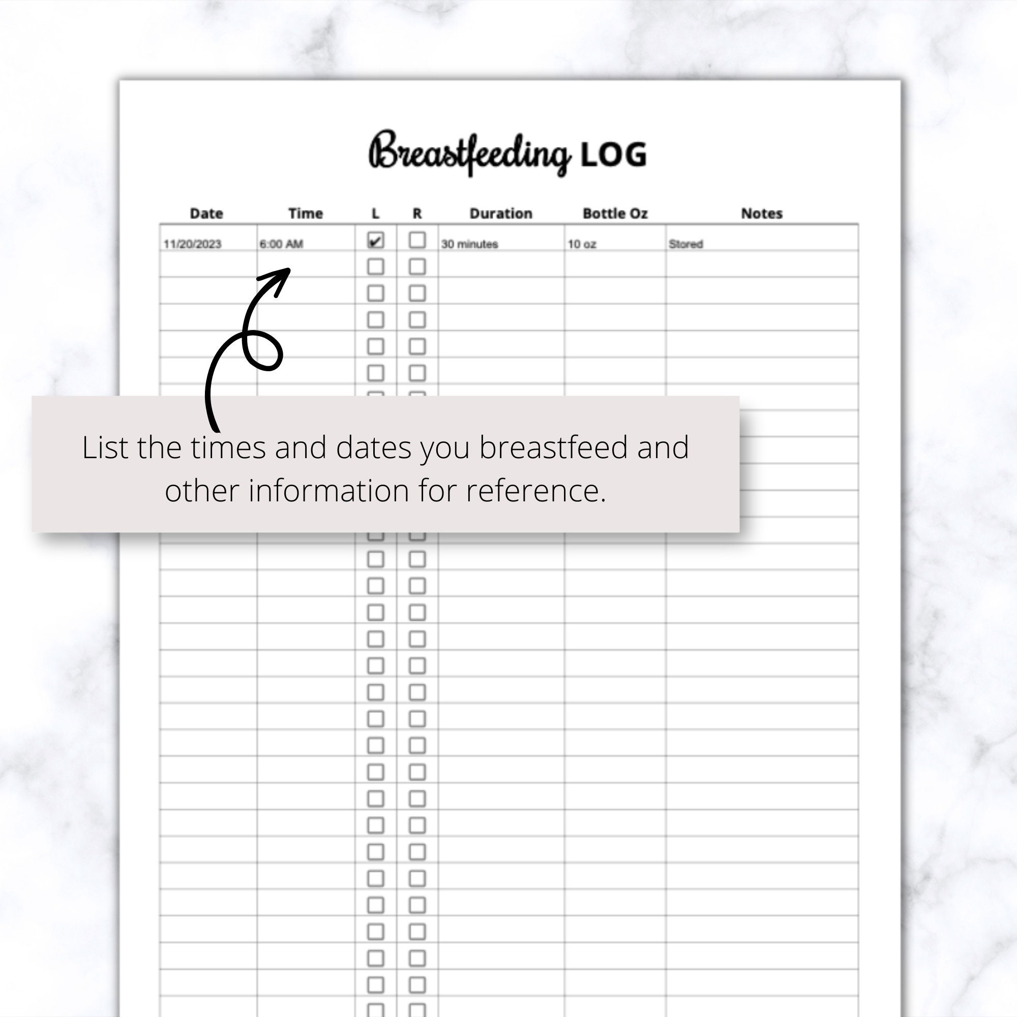 Breastfeeding Log Printable PDF, Feeding Log for Newborn, Breast Pump ...