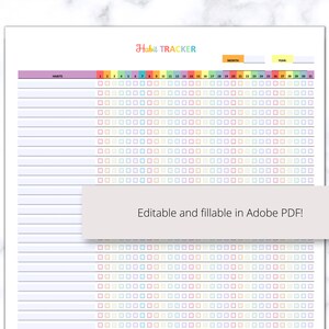 Multi-color Habit Tracker Printable PDF, Editable Habit List, Habit ...