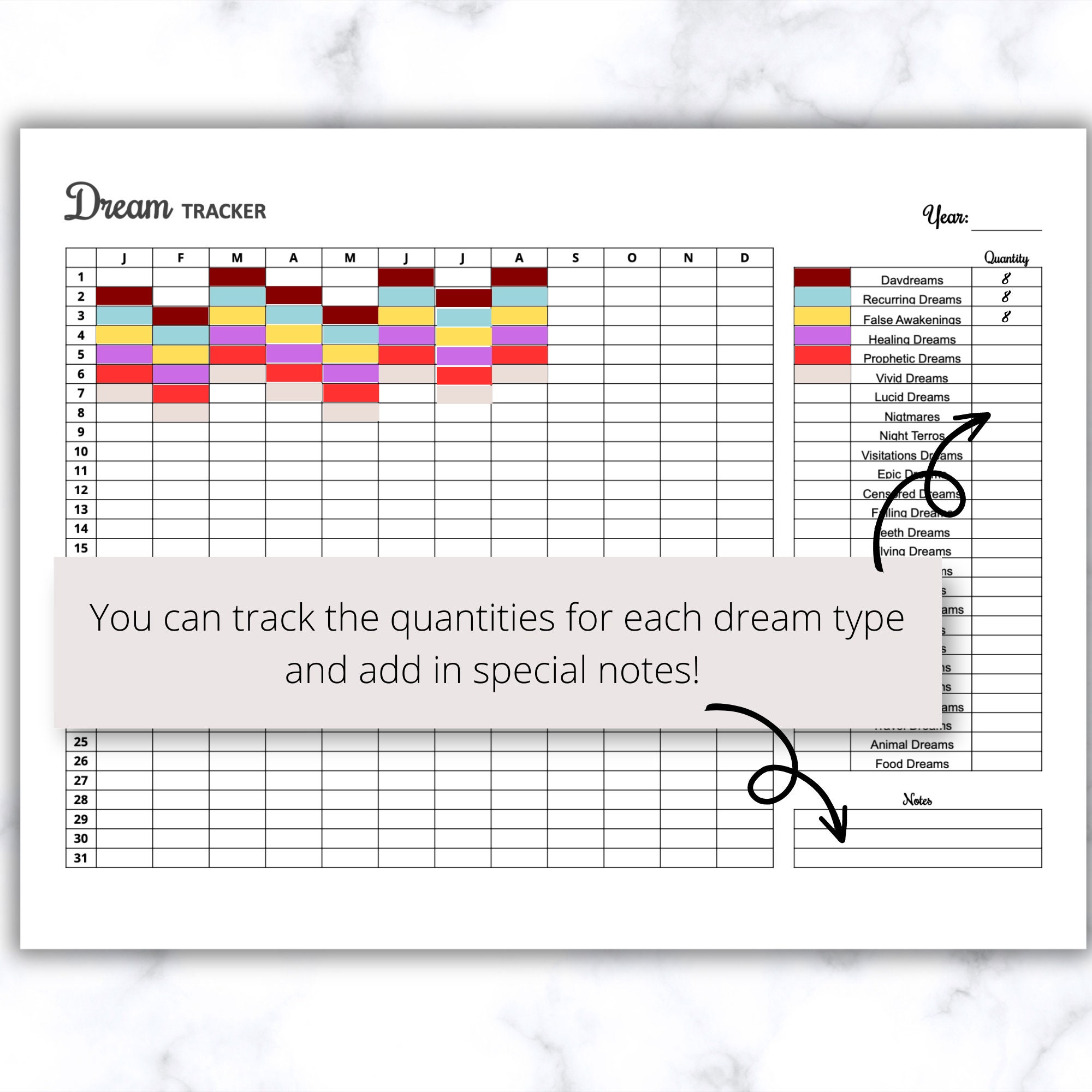 Dream Tracker Printable PDF, Sleep Dream Tracker, Dream Analysis ...