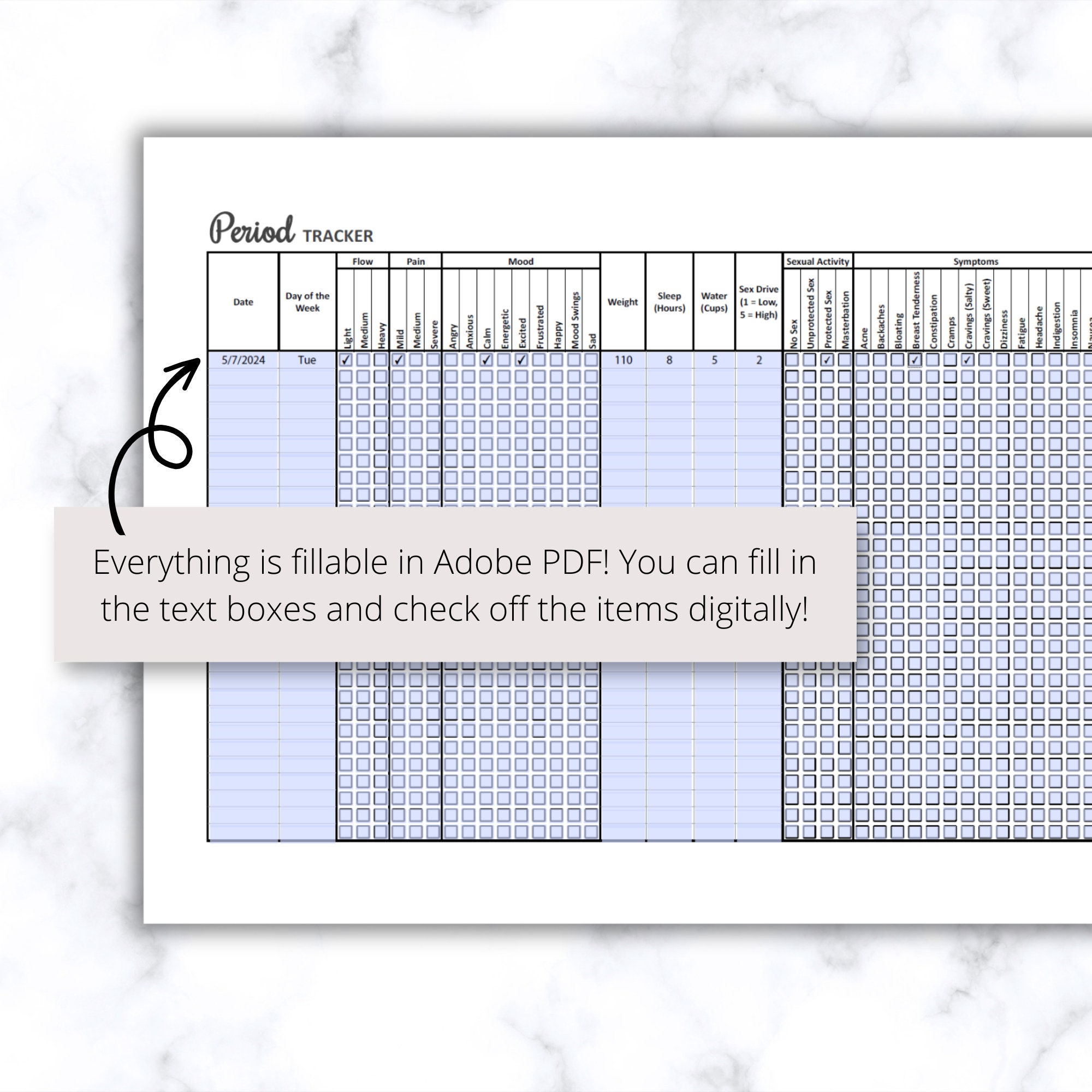 Period Tracker Printable PDF, Menstrual Period Tracker Printable, Track ...
