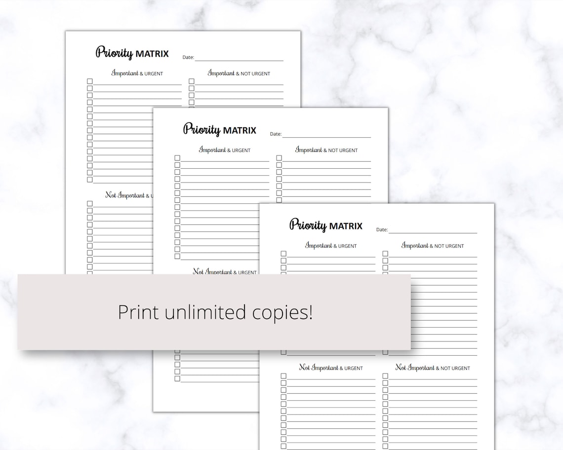 Priority Matrix Printable PDF, Eisenhower Matrix PDF Template, Priority ...
