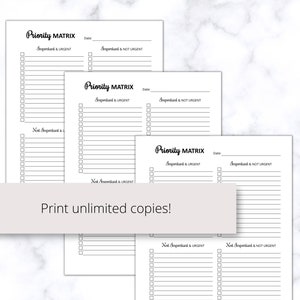 Priority Matrix Printable PDF, Eisenhower Matrix PDF Template, Priority ...