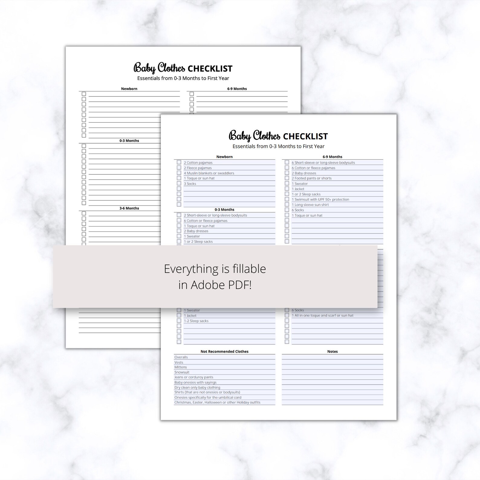 Baby Clothes Checklist Printable PDF, Preparing for Baby Clothes ...