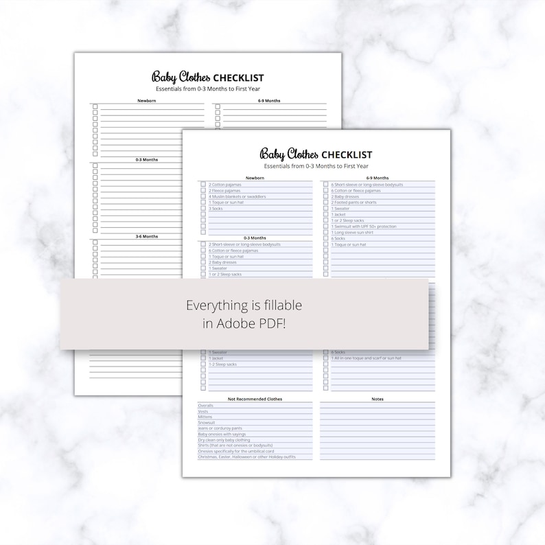 Baby Clothes Checklist Printable PDF, Preparing for Baby Clothes ...