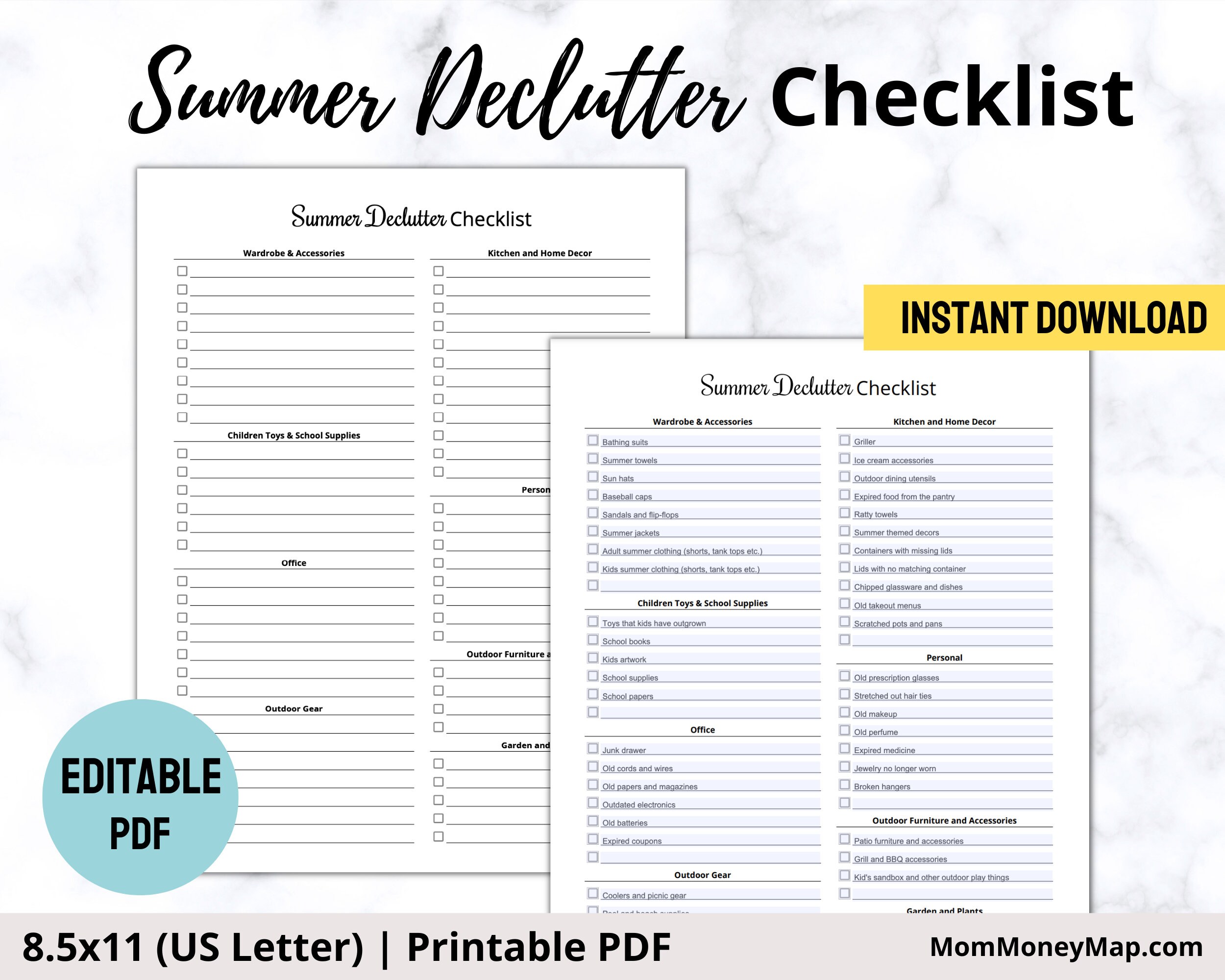 Summer Declutter Checklist Printable PDF Summer Decluttering - Etsy