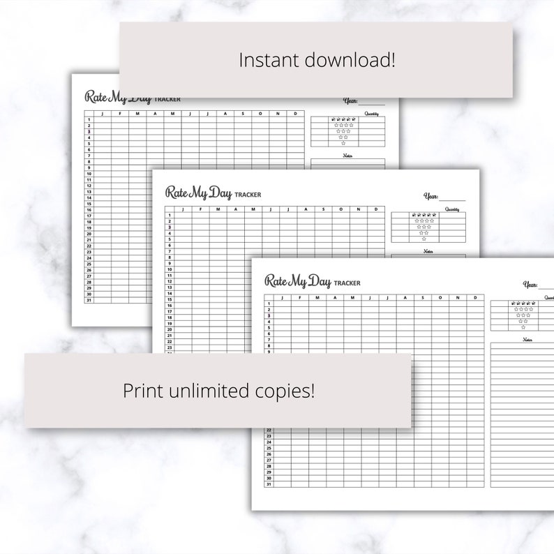 Rate My Day Tracker Printable PDF, Daily Self-reflection Printable ... Rate My Day Tracker Printable PDF, Daily Self-reflection Printable ...